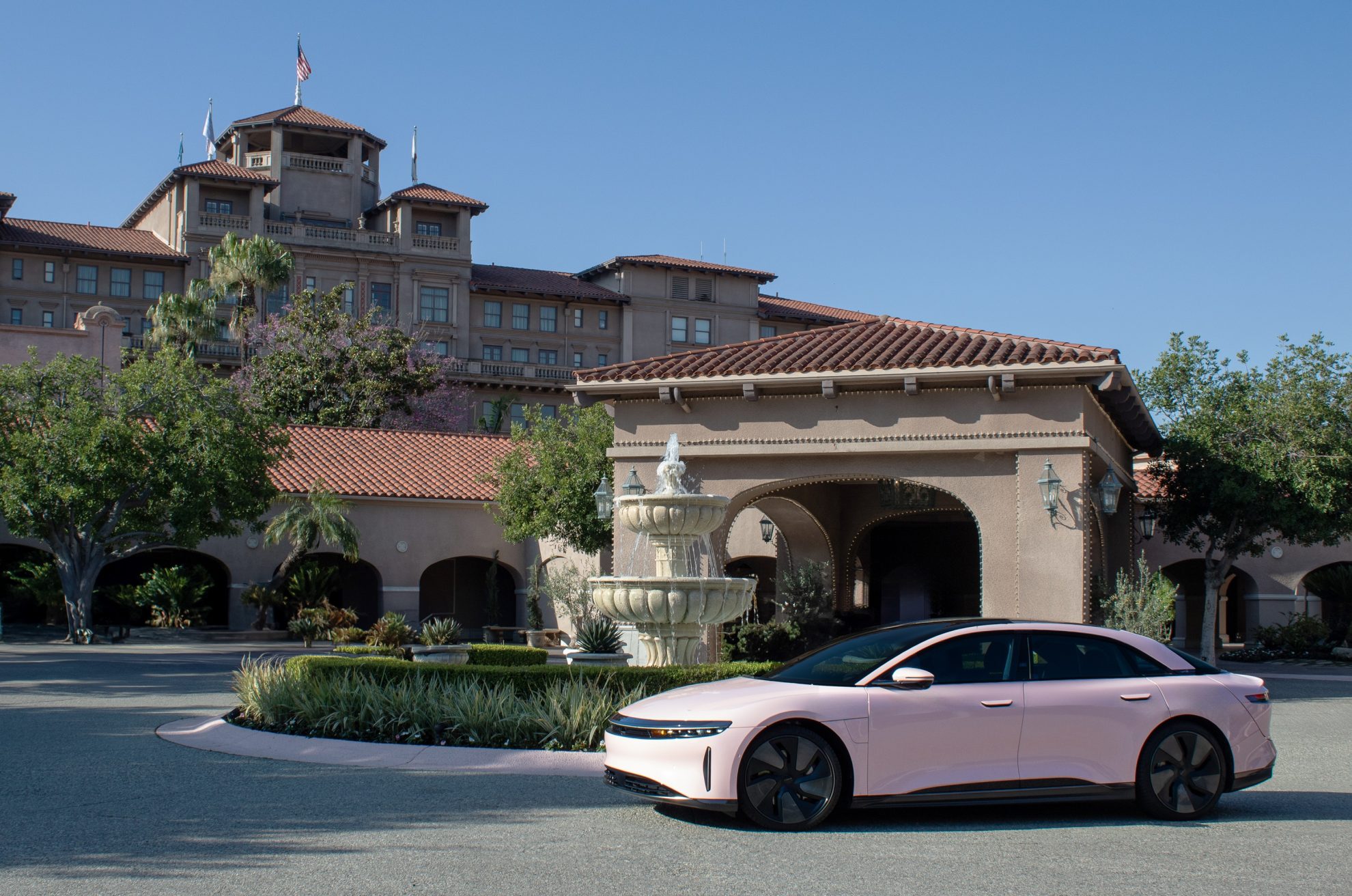 Langham x Lucid Debut Luxe Pink Electric Car Collab